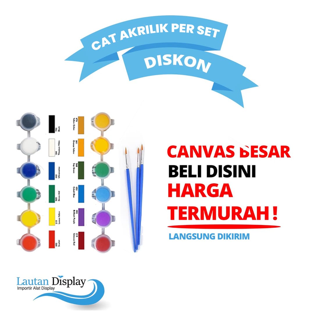 Cat Akrilik Satu Set Warna Lengkap Kuas Lukis - Lautan Display